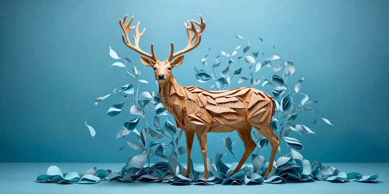 Abstract Scene of Paper Deer in Magical Paper Winter World Stock Image ...