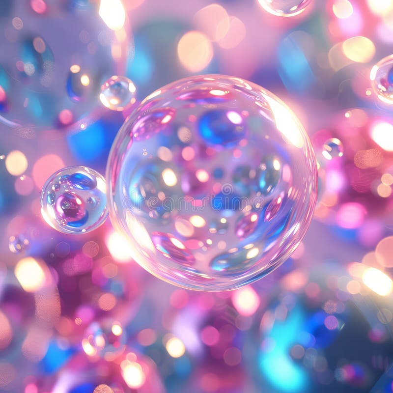 Abstract Scene with Pink and Blue Bubbles Floating Stock Illustration ...