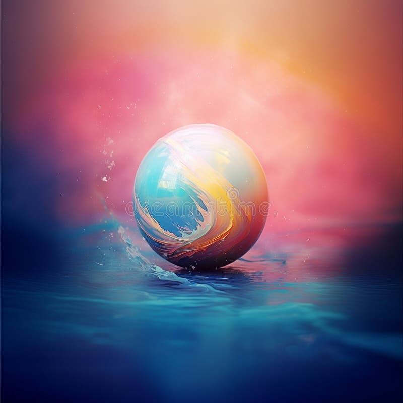 Abstract Scene with Planet Earth Floating in Water. 3d Render Stock ...