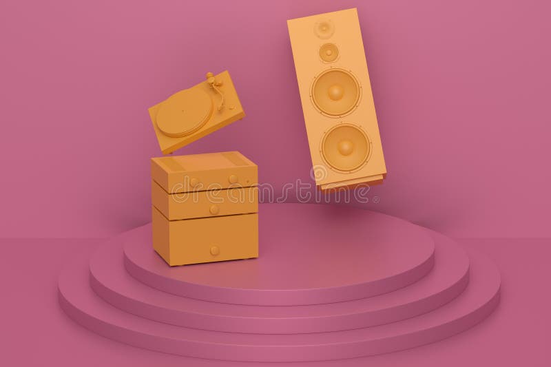 Abstract Scene or Podium with Hi-fi Speakers and DJ Turntable on ... Abstract Scene or Podium with Hi-fi Speakers and DJ Turntable on ...