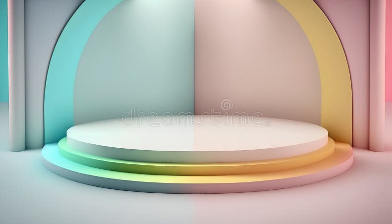 Abstract Scene with Round Podium. 3d Render. Stage for Awards Ceremony ...