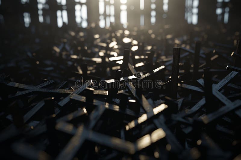 Abstract Scene of Shadows Cast by Crosses Stock Illustration ...