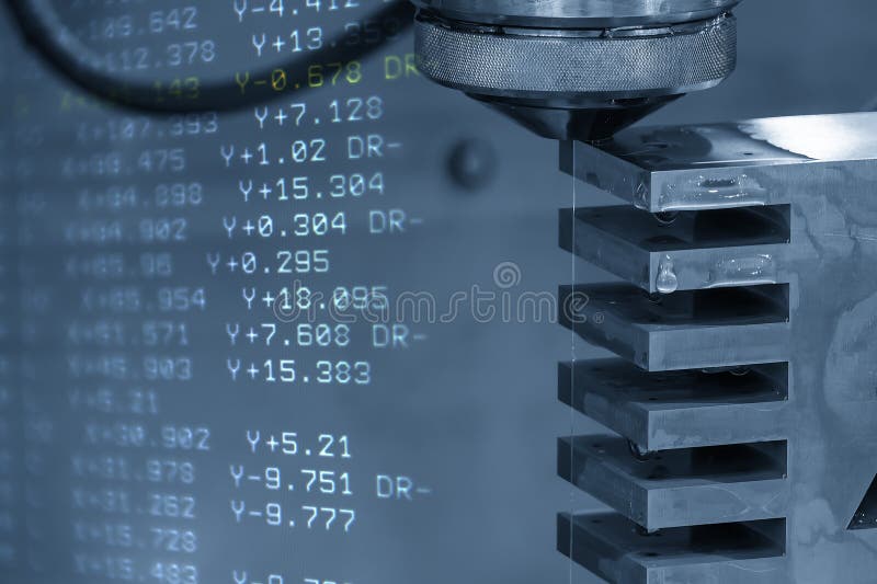 Abstract Scene the Wire EDM Machine Cutting the Mold Insert Parts and G ...