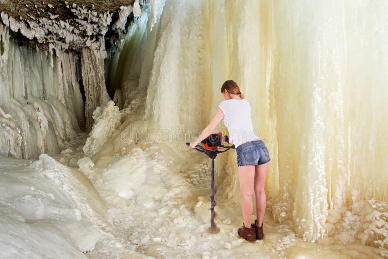 Abstract Scene of Woman Working in Extreme Environment Stock Photo ...