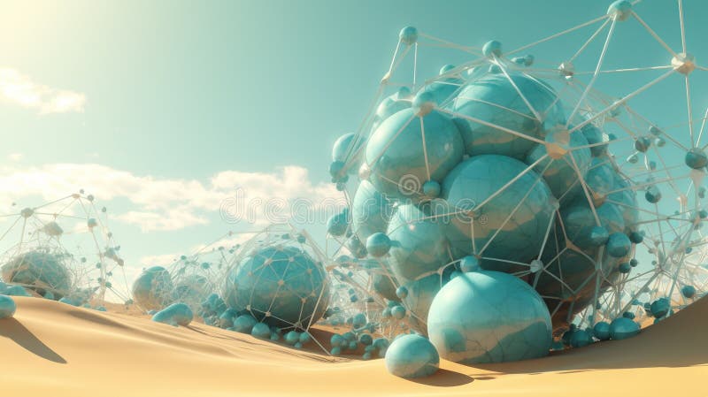 Abstract Scfi-fi Landscape with Connected 3D Balls and Molecular Grid ...