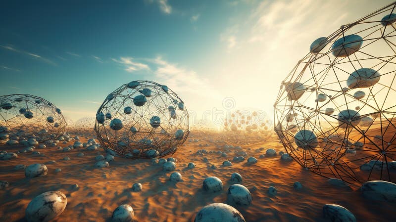 Abstract Scfi-fi Landscape with Connected 3D Balls and Molecular Grid ...