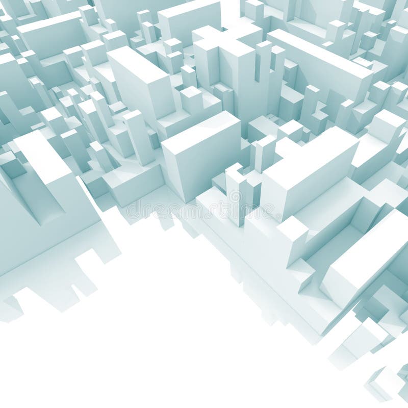 Abstract Schematic Light Blue 3d Cityscape, Top View Stock Illustration ...