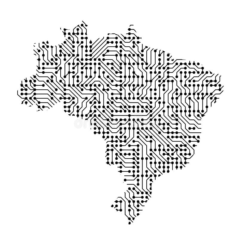 Brazil Map of Black Contour Curves Vector Illustration Stock Vector ...