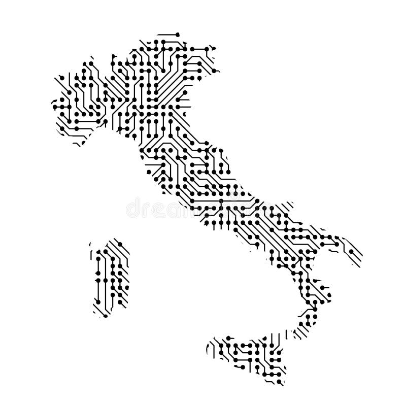 Abstract Schematic Map of Italy from the Black Printed Board, Ch Stock ...