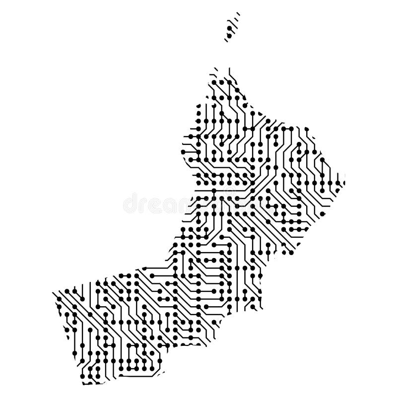 Abstract Schematic Map of Oman from the Black Printed Board, Chi Stock ...