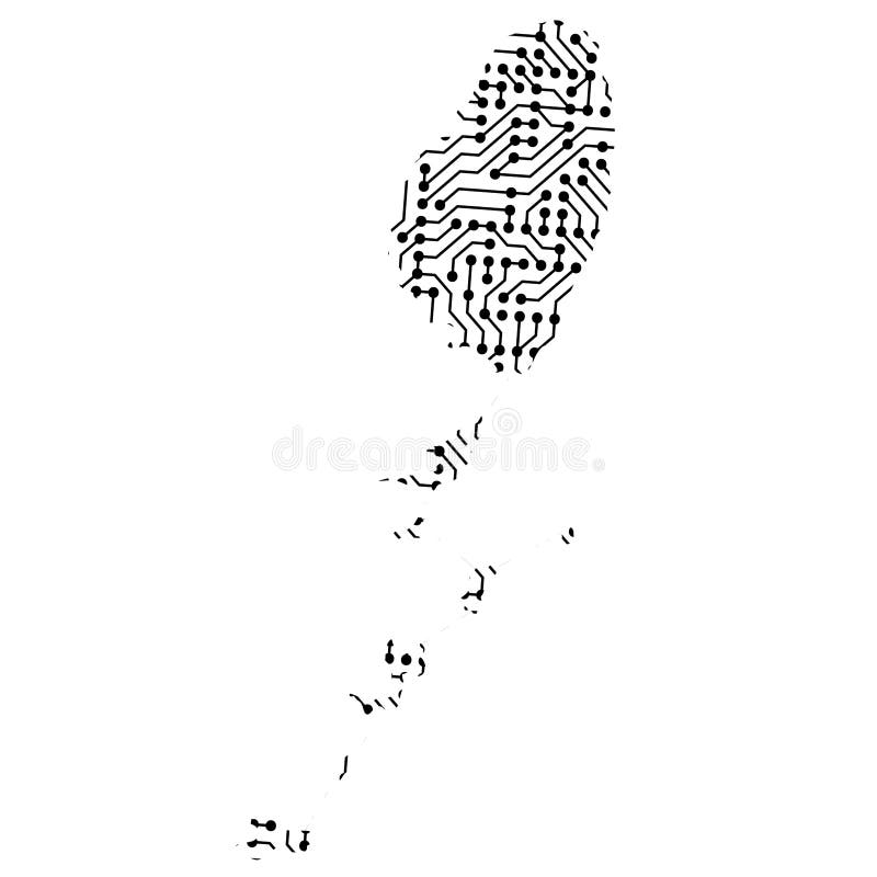 Saint Vincent and Grenadines Map of Black Contour Curves Vector ...