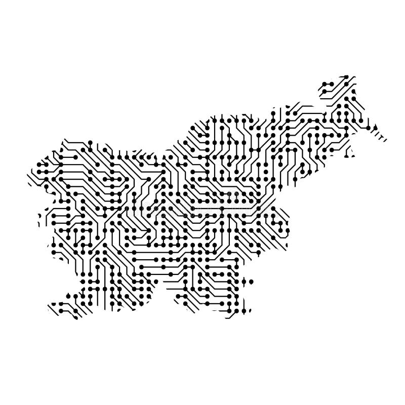 Abstract Schematic Map of Slovenia from the Black Printed Board, Stock ... Abstract Schematic Map of Slovenia from the Black Printed Board, Stock ...