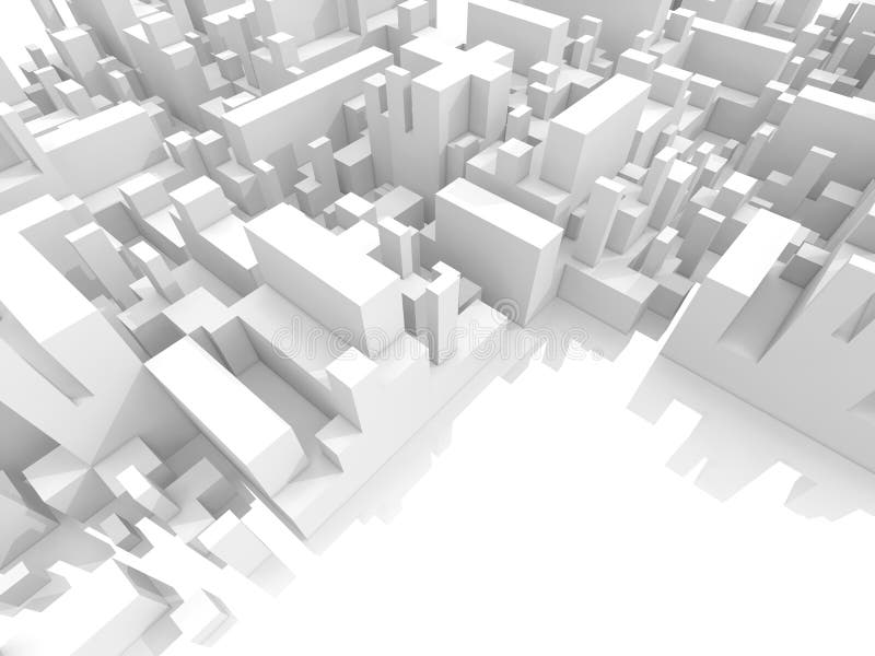 Abstract Schematic White 3d Cityscape, Render Stock Illustration ...