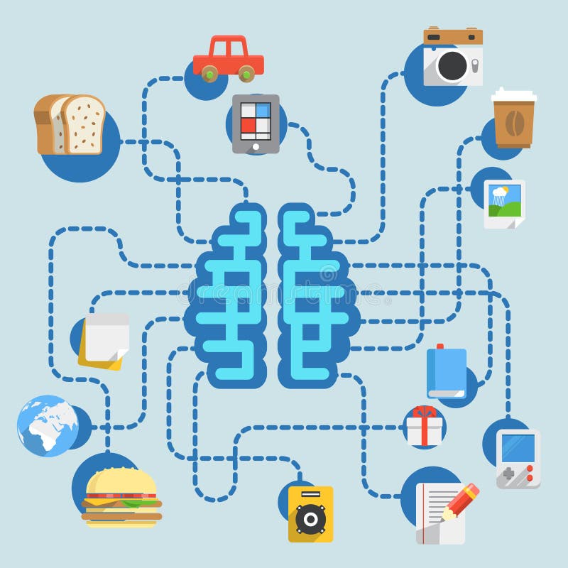 Abstract scheme with brain stock illustration. Illustration of earth ...
