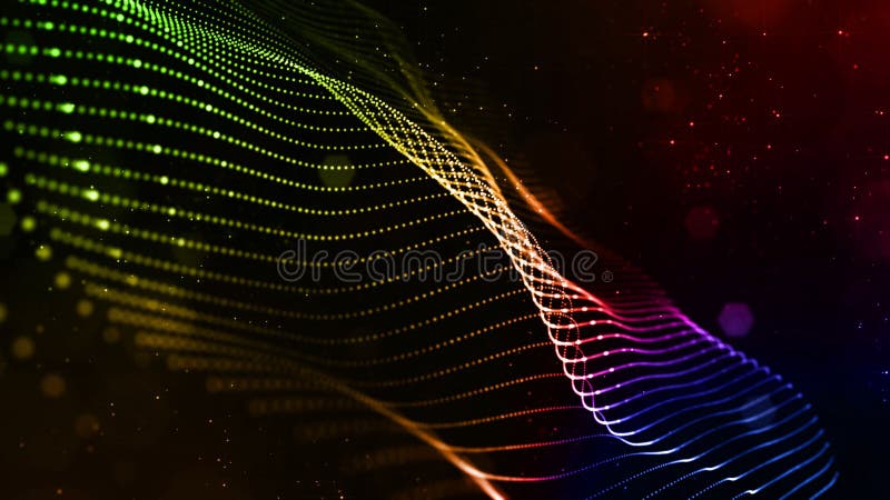 Abstract Sci-fi Background with Glow Particles Form Curved Lines ...
