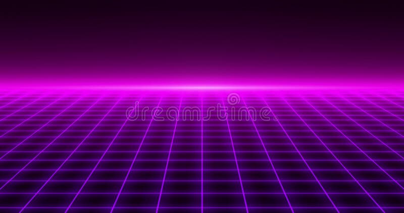 Abstract Sci-fi Grid, Bright Glowing Neon Lines, Cyberpunk, Wireframe ...