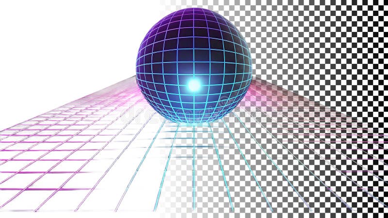 Abstract Sci-fi Grid Plane Orb Glowing Light Technology Digital Png ...