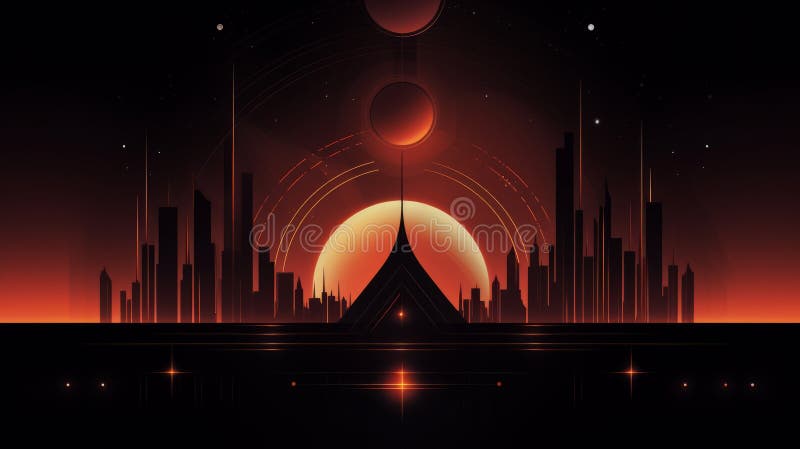 An Abstract Sci - Fi Scene with a City in the Background Stock ... An Abstract Sci - Fi Scene with a City in the Background Stock ...
