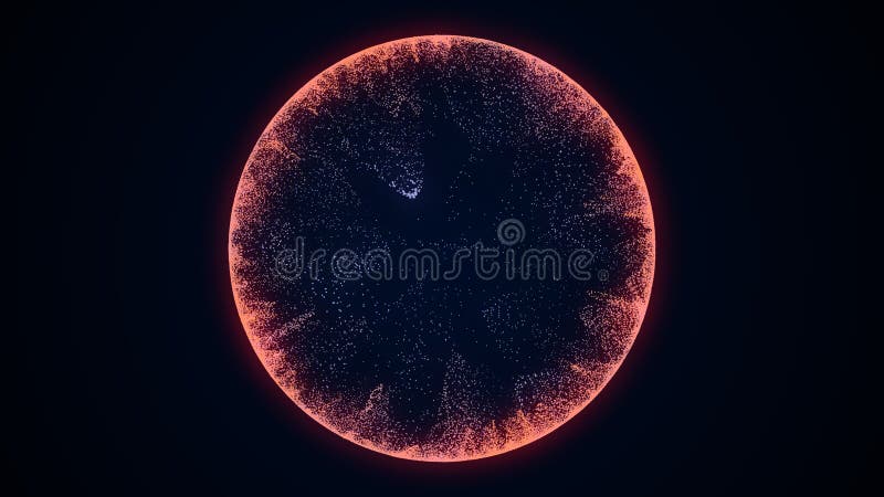 Abstract Sci-fi Sphere with Particles and Lines. Technology Network ...