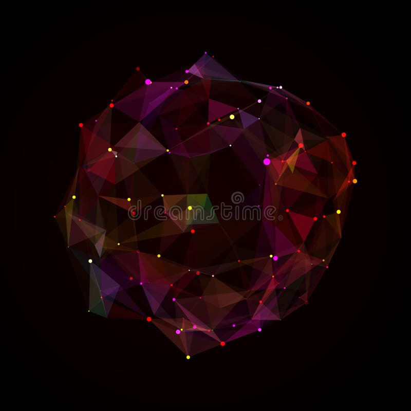 Abstract Sci-fi Sphere with Particles and Lines. Technology Network ...