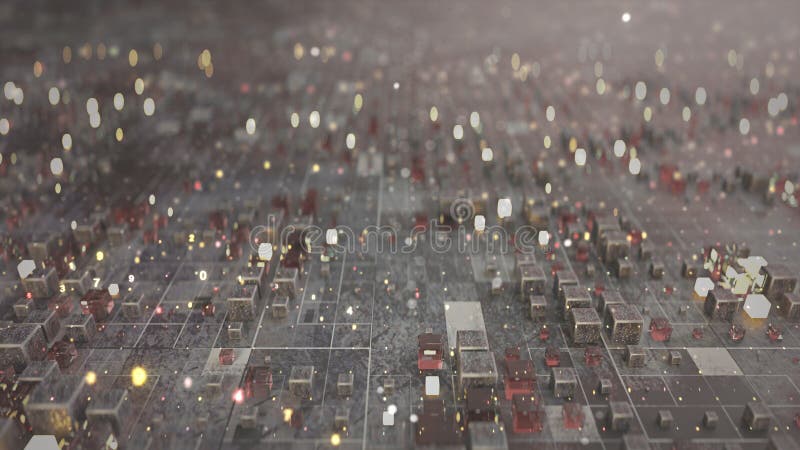 Abstract Sci-fi Structure of Cubes and Digital Code 3D Render Stock ...