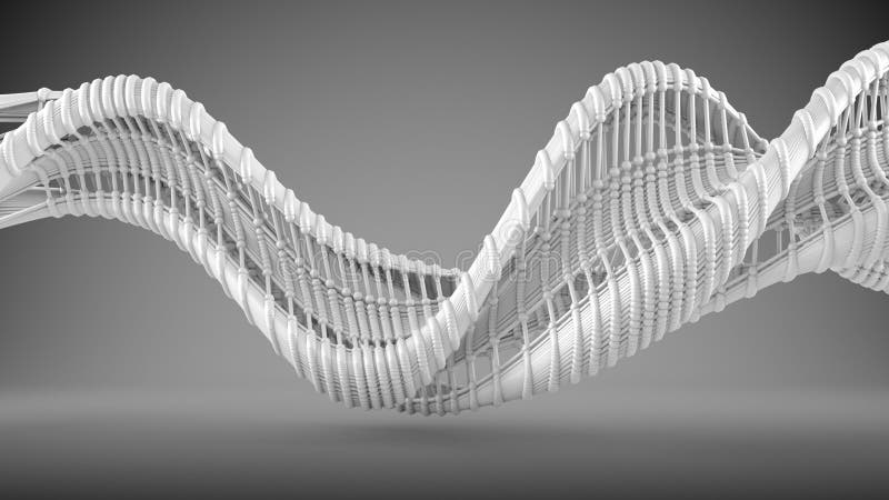 Abstract Sci-fi Wireframe Wavy Shape Abstract 3D Render Stock ...