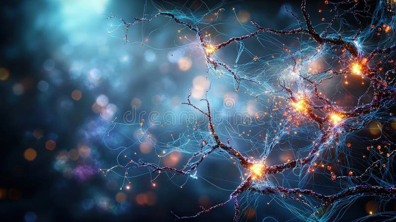 Abstract Science Art Glowing Neural Pathways and Delicate Light Threads ...