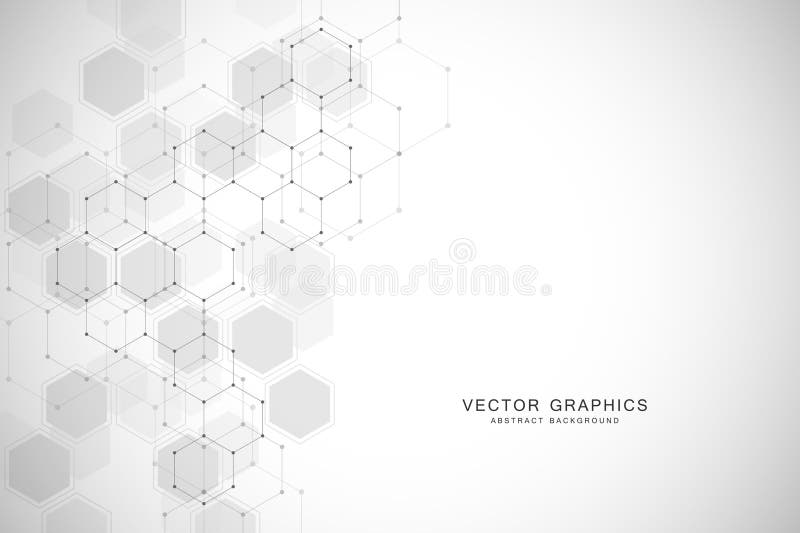 Abstract Science Background with Hexagons and Molecules. Stock Vector ...