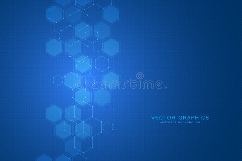 Abstract Science Background with Hexagons and Molecules. Stock Vector ...