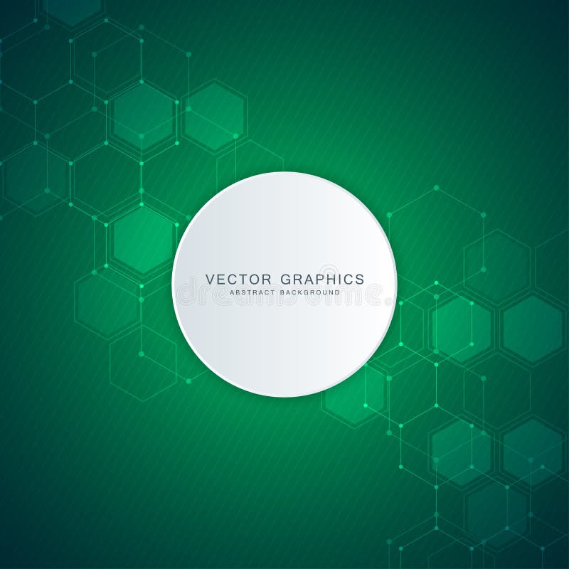 Abstract Science Background with Hexagons and Molecules. Stock Vector ...