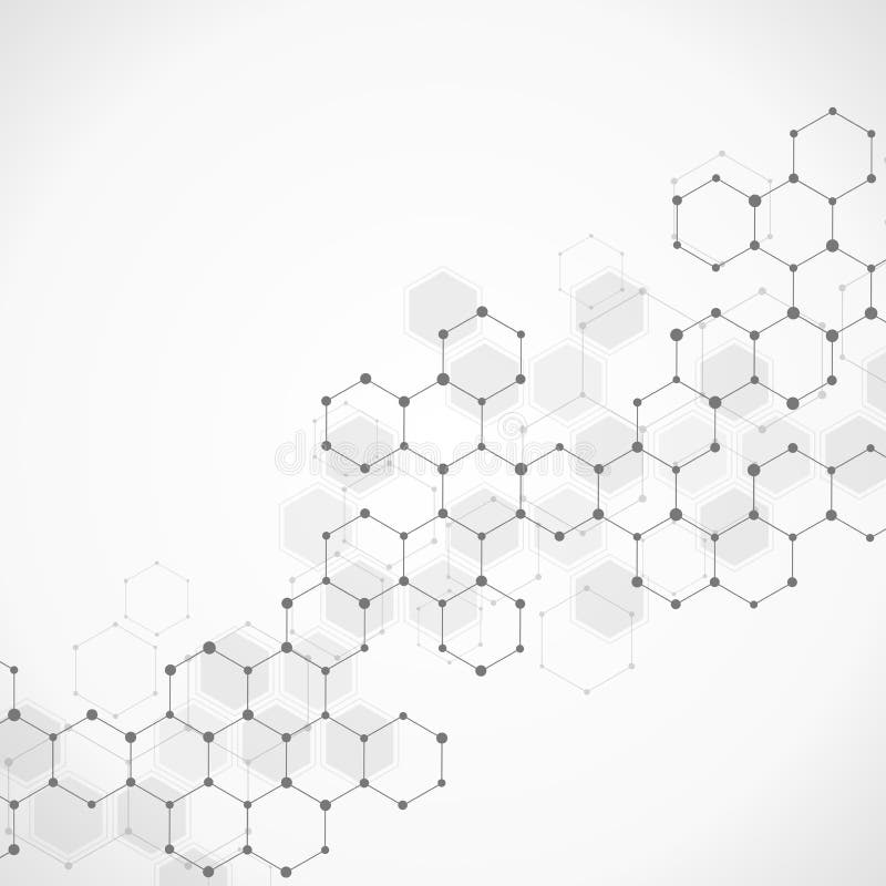 Abstract Science Background with Hexagons and Molecules. Stock Vector ...