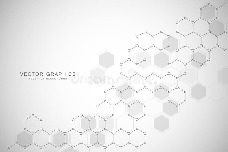 Abstract Science Background with Hexagons and Molecules. Stock Vector ...