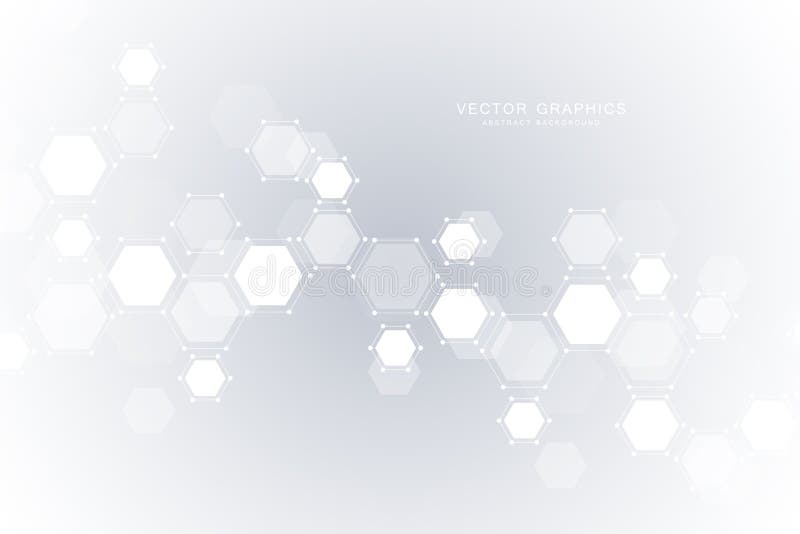 Abstract Science Background with Hexagons and Molecules. Stock Vector ...