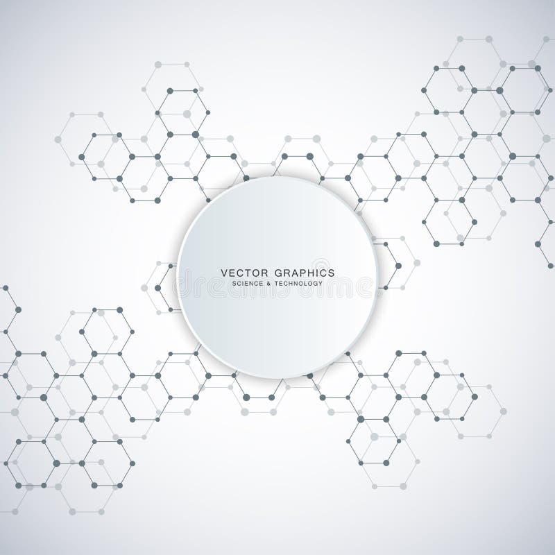 Abstract Science Background with Hexagons and Molecules. Stock Vector ...