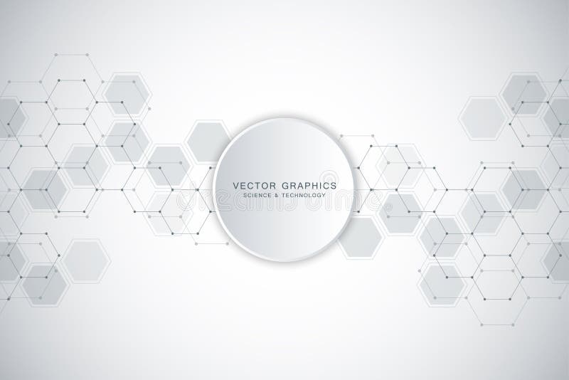Abstract Science Background with Hexagons and Molecules. Stock Vector ...