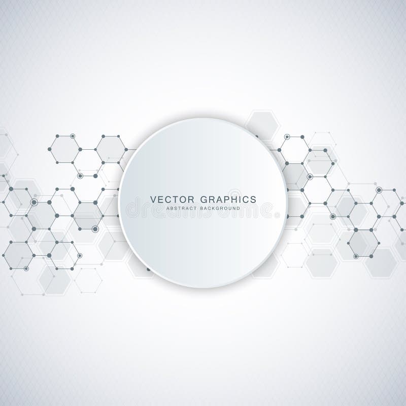 Abstract Science Background with Hexagons and Molecules. Stock Vector ...