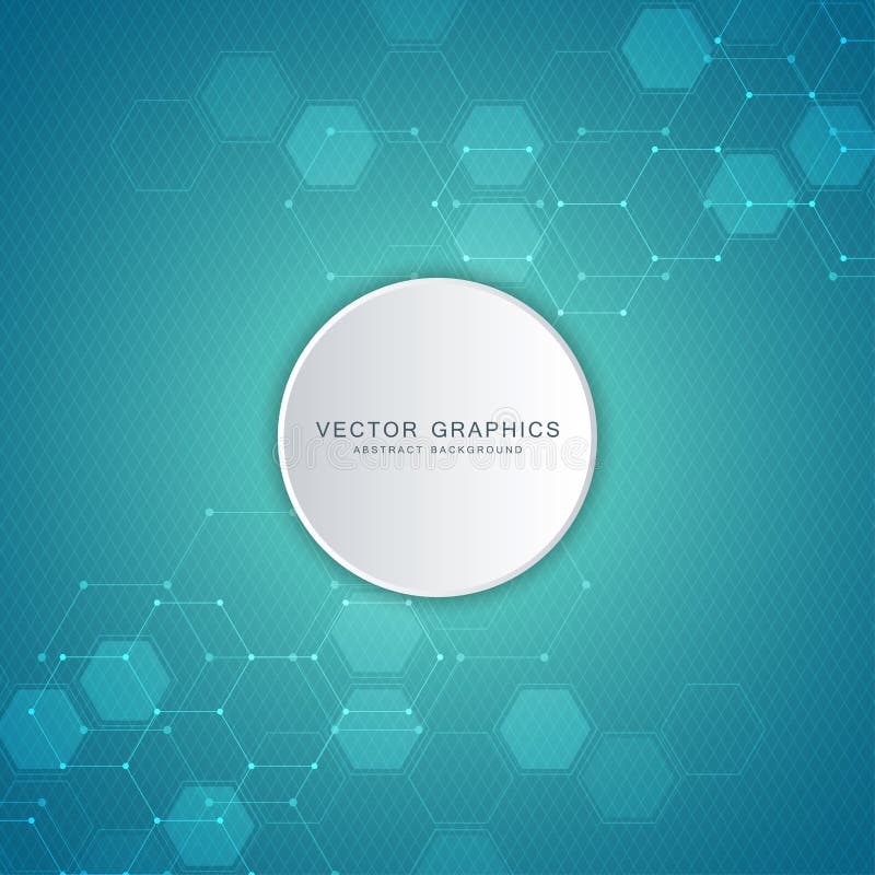 Abstract Science Background with Hexagons and Molecules. Stock Vector ...