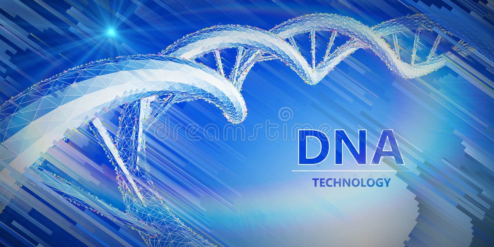 Progressive Biology Technology. Wireframe Structure DNA Grid Molecule ...