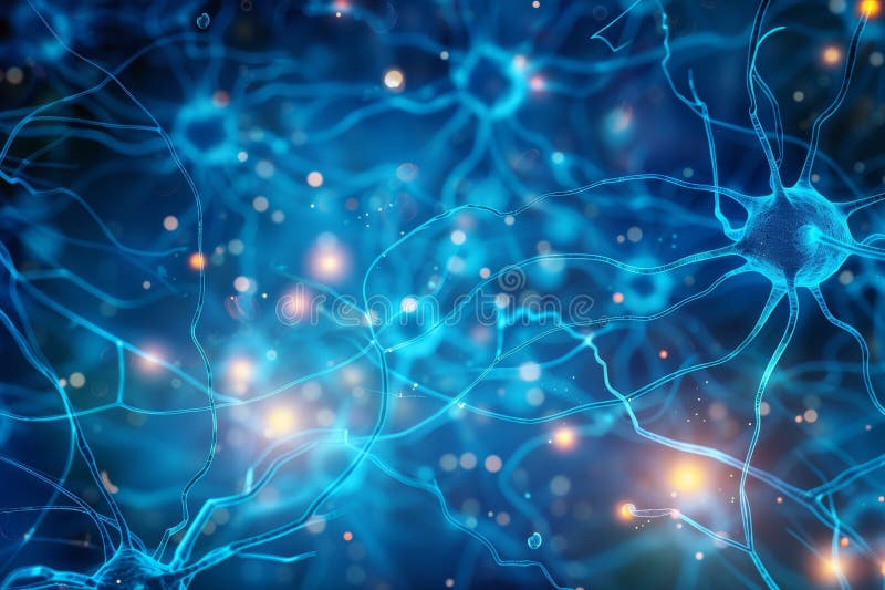 Abstract Science with Blue and Pink Neurons Brain Network. Stock ...
