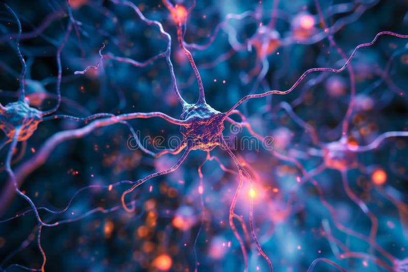 Abstract Science with Blue and Pink Neurons Brain Network. Stock ...
