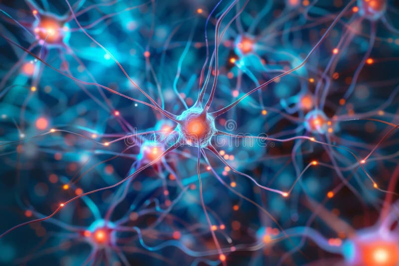 Abstract Science with Blue and Pink Neurons Brain Network. Stock ...