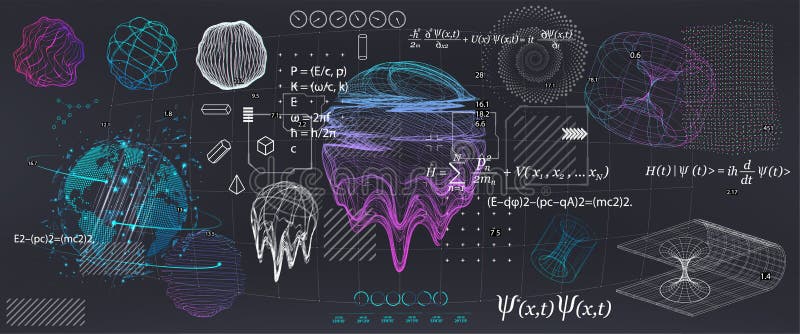 Abstract Science Elements with Fundamental Quantum Mechanics Formulas ...