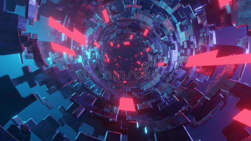 Abstract Science Fiction Background, Flying through a Corridor, 3d ...