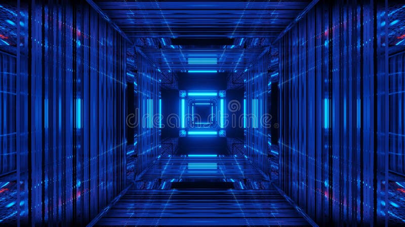 Abstract Science Fiction Futuristic Background with Blue Neon Lights ...