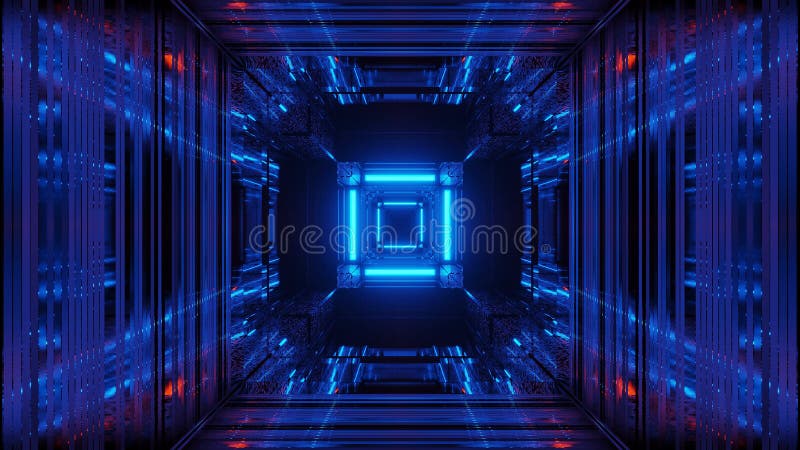 Abstract Science Fiction Futuristic Background with Blue Neon Lights ...
