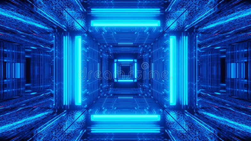 Abstract Science Fiction Futuristic Background with Blue Neon Lights ...