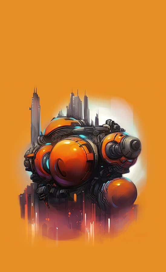 Abstract Science-fiction Subject Over an Orange Background Stock ...