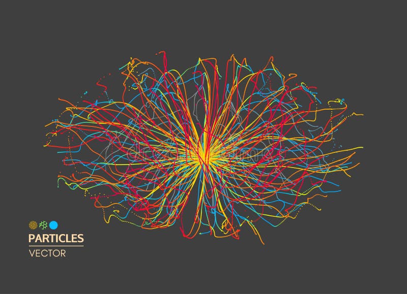 Abstract Art. Array with Dynamic Emitted Particles. Water Splash ...