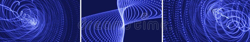 Abstract Science Or Technology Background Array With Dynamic Particles Swirl With Connected