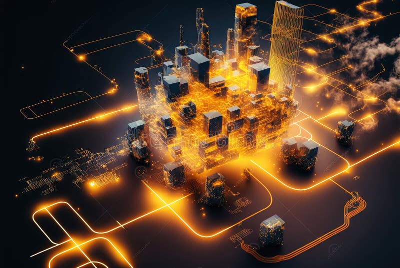 Abstract Science and Technology Background with Shiny Connection ...